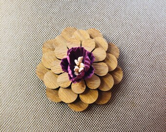 Multi Wooden Blossom Flower Lapel Pin | Etsy