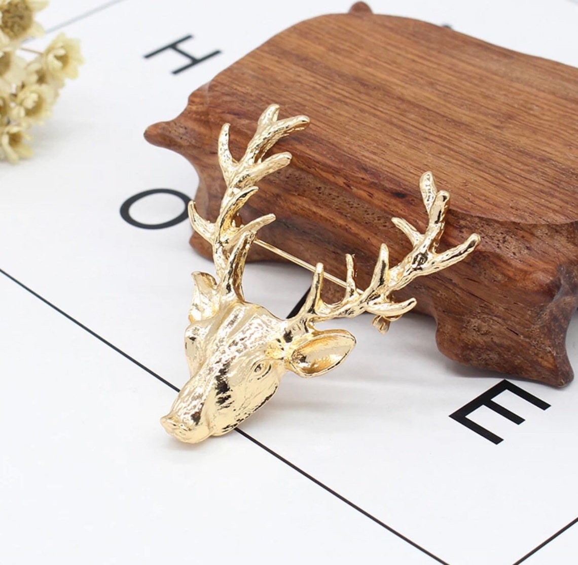 Gold Deer Antlers Head Lapel Pin - Etsy