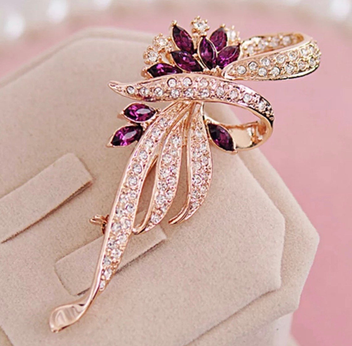 Purple and Gold Crystal Brooch Pin - Etsy