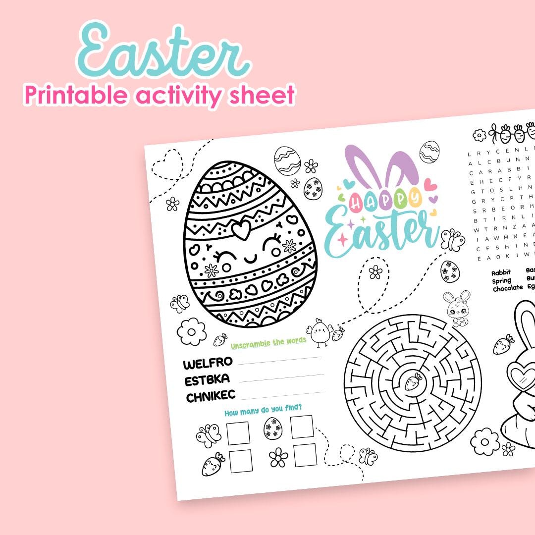 Easter Printable Activity Sheet, Instant Download Easter Activity ...