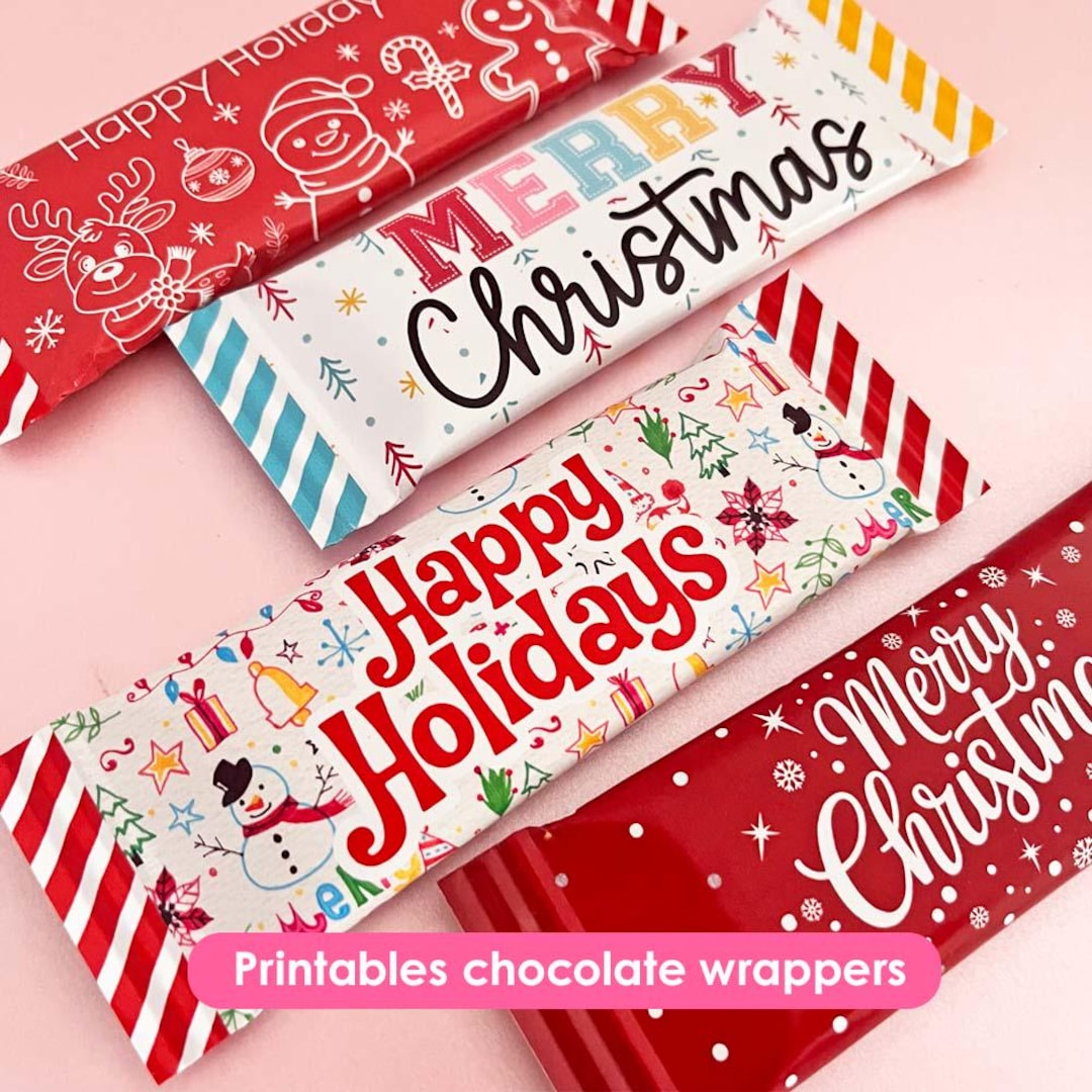 Christmas Chocolate Wrapper PDF | 6 Printable Holiday Candy Bar ...