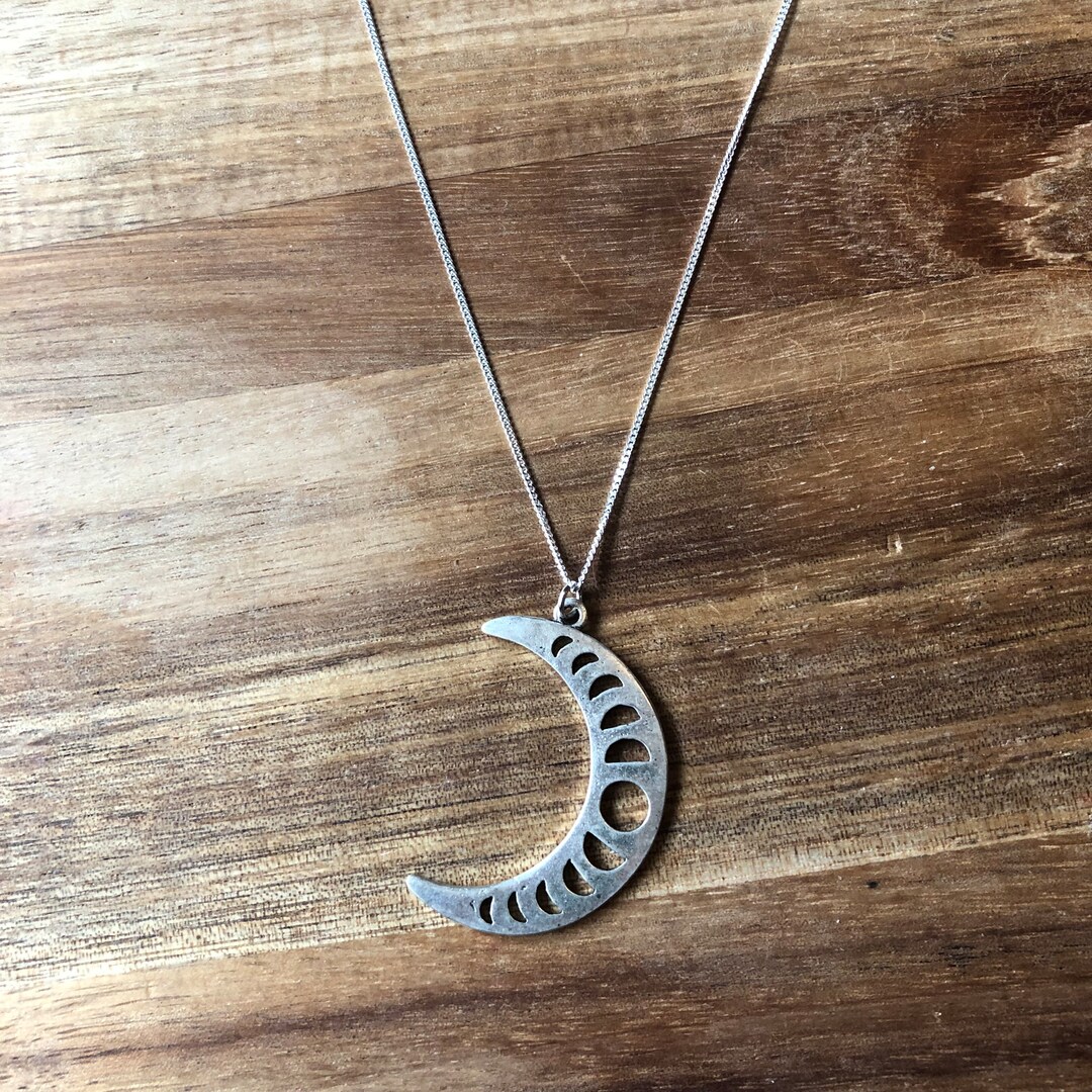 Moon Phases Necklace Silver 925 Chain • Matching Earrings Available ...