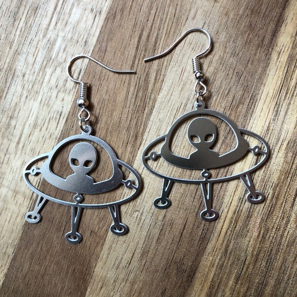 Spaceship Earrings - Etsy UK