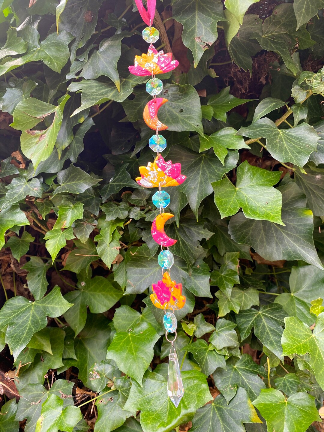 Lotus Flower and Moon Suncatcher Made to Order More Colours Available ...