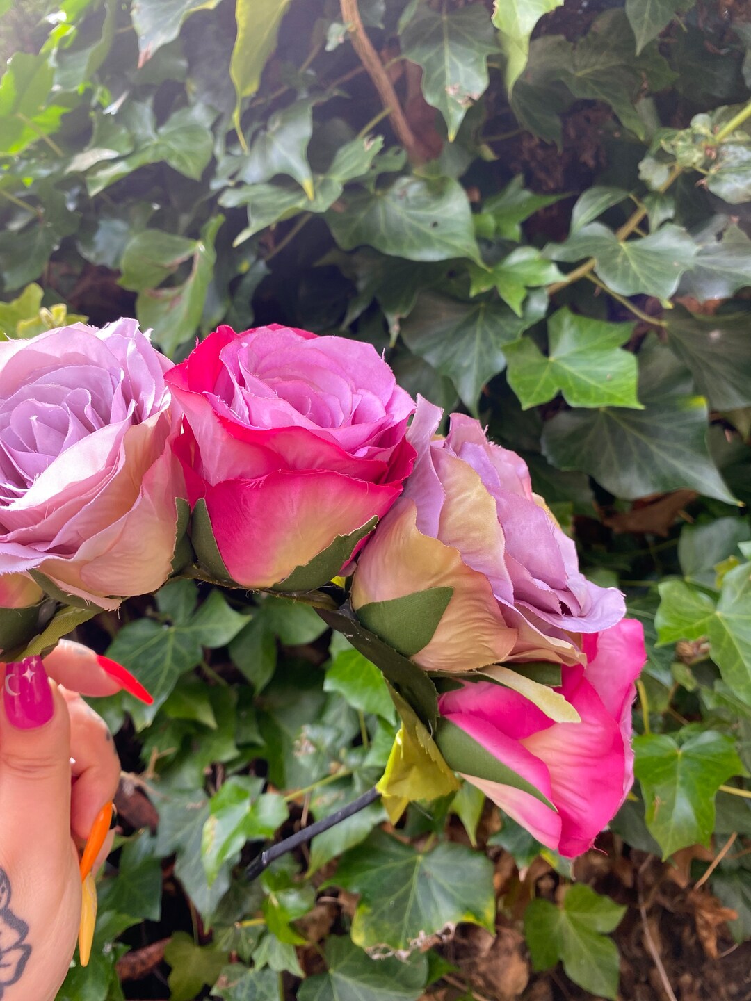 Pink and Purple Flower Crown • Festival Flower Crown, Summer Flower ...