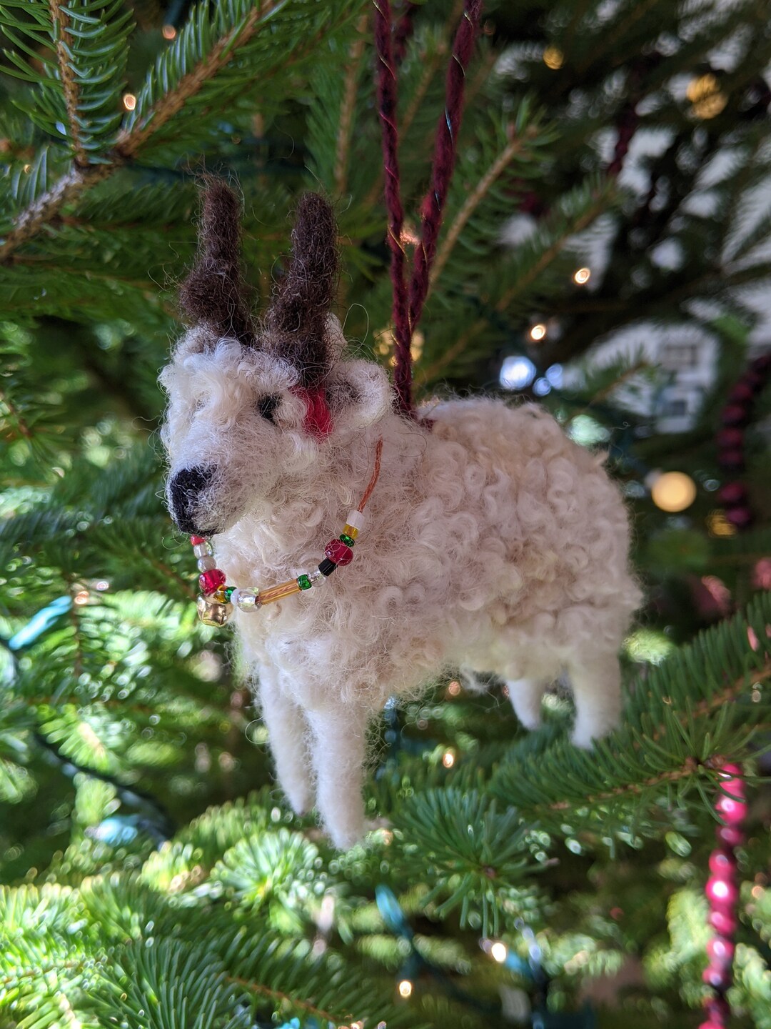 Reindeer Sheep Hanging Ornament, Needle Felted Sheep, Cotswold Sheep ...