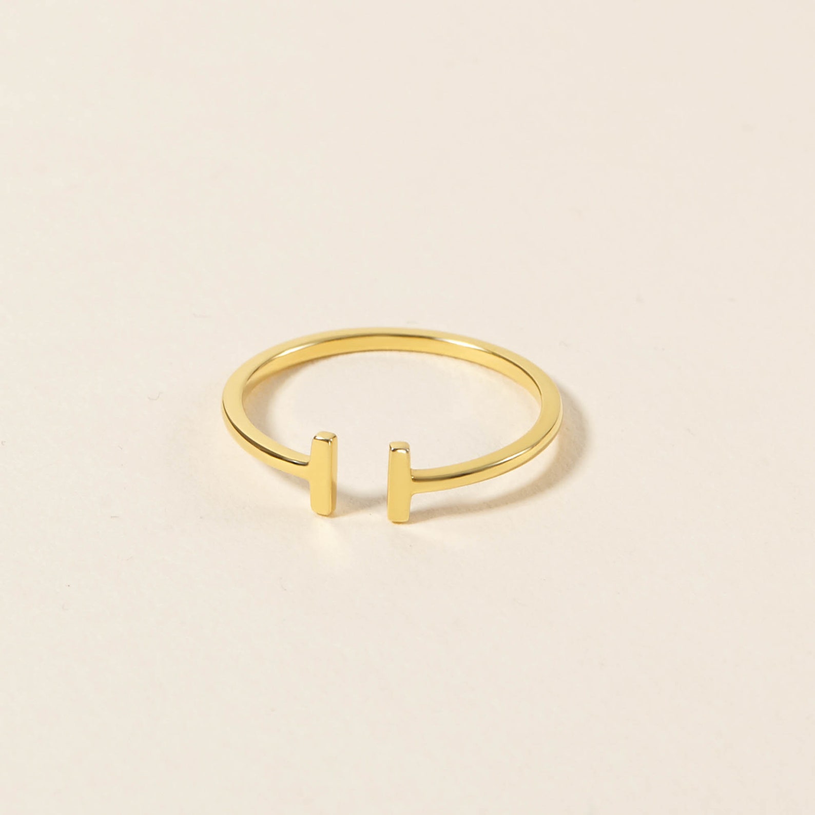 T Bar Open Ring Parallel Bar Ring Gold T Ring Stackable Bar | Etsy