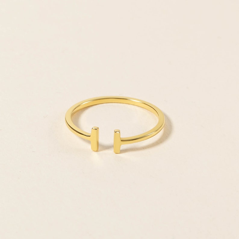 T Bar Open Ring Parallel Bar Ring Gold T Ring Stackable Bar | Etsy