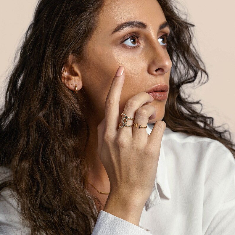 T Bar Open Ring Parallel Bar Ring Gold T Ring Stackable Bar | Etsy