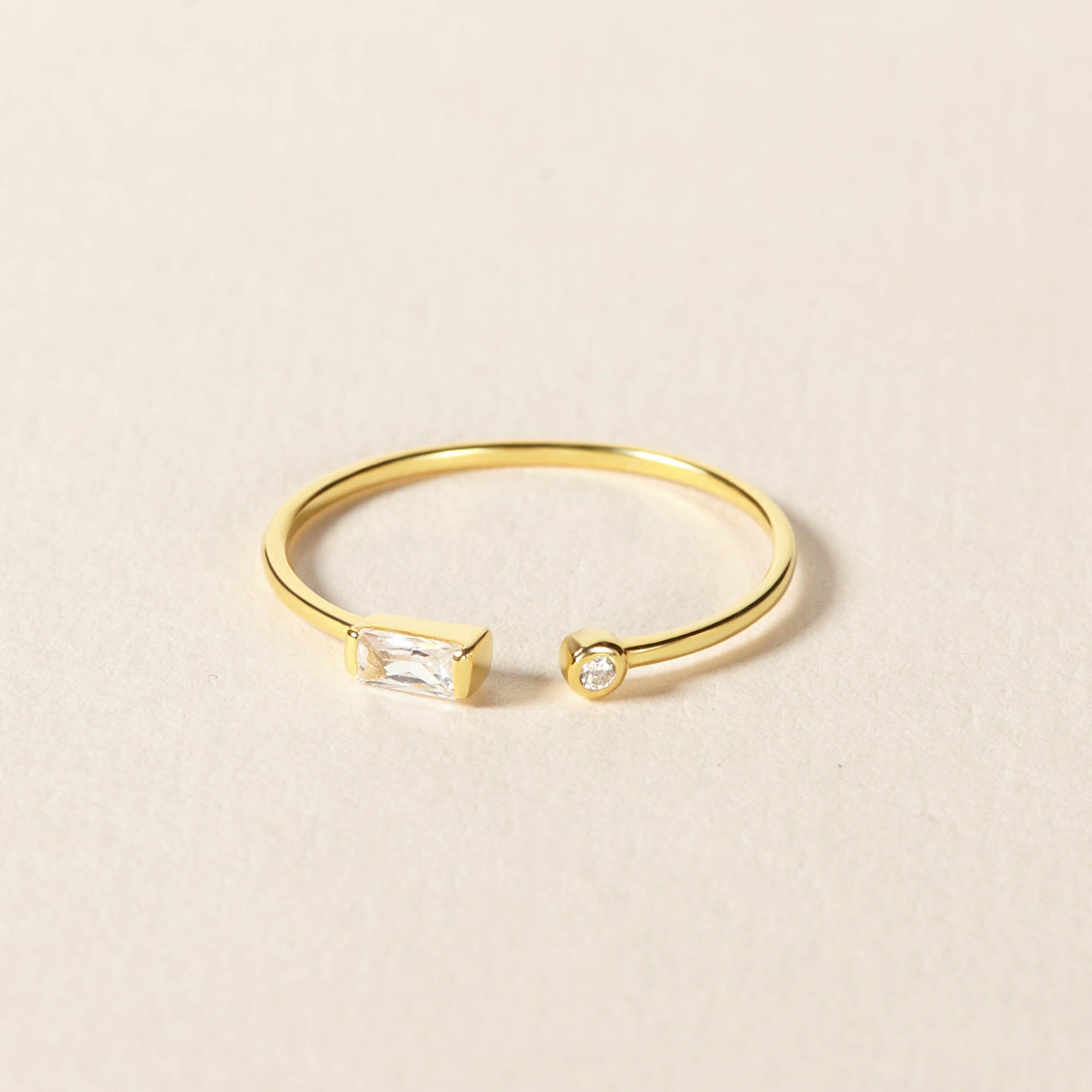 Open Ring Silver Simple Diamond Ring Dainty Baguette Ring - Etsy