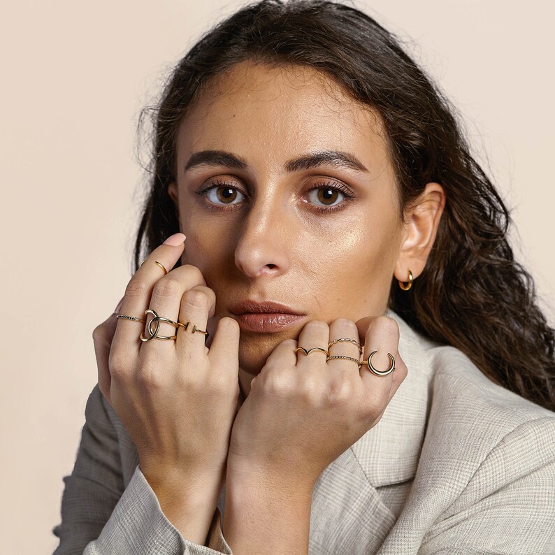 T Bar Open Ring Parallel Bar Ring Gold T Ring Stackable Bar - Etsy