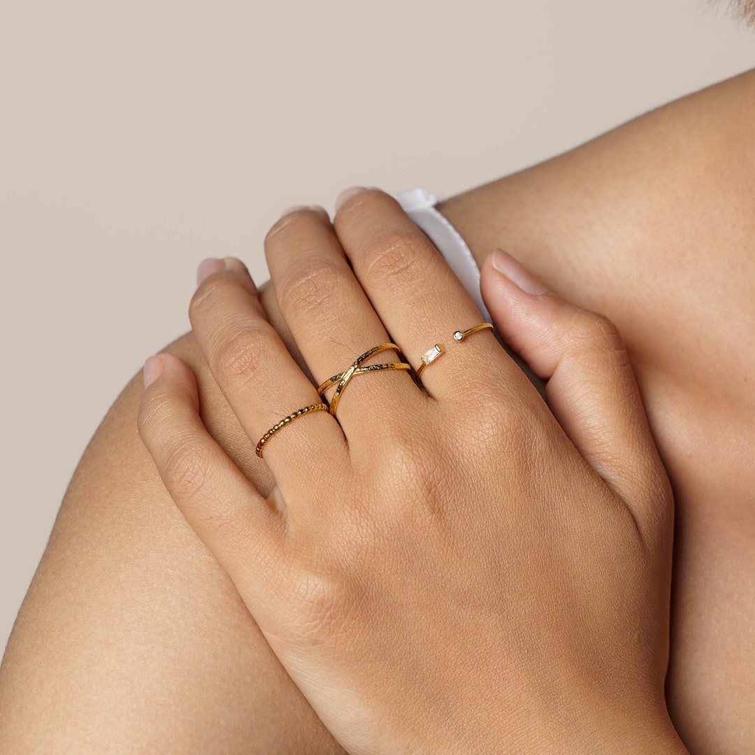 X Cross Ring, Criss Cross Ring, Minimal Ring, Gold X Ring, Thin Gold ...