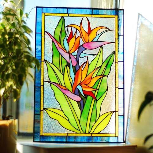 Multicolor Flower Suncatcher Stained Glass Window Hangings Etsy