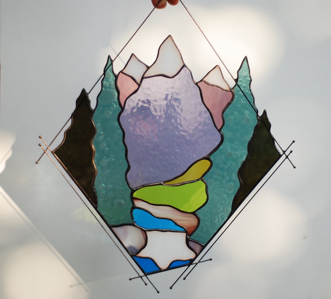 Mountain Stained Glass Mothers Day Gifts Custom Stained Glass Stained ...