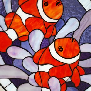 Clown Fish Stained Glass Window Panel Large Stained Glass Stained Glass ...