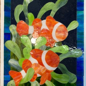 Clown Fish Stained Glass Window Panel Large Stained Glass Stained Glass ...