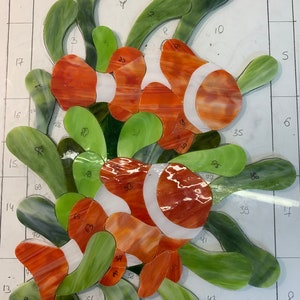 Clown Fish Stained Glass Window Panel Large Stained Glass Stained Glass ...