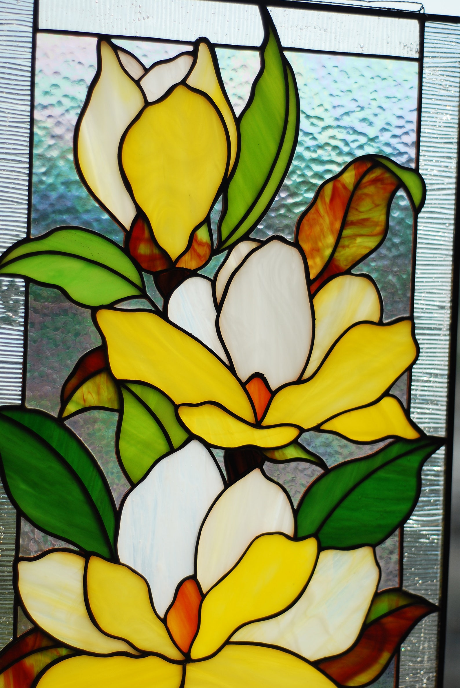 Yellow Magnolia Stained Glass Panel Stained Glass Window - Etsy