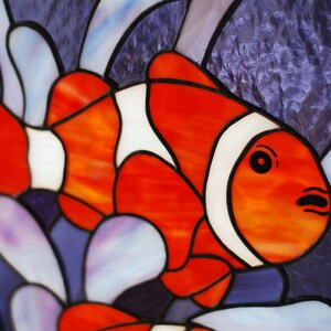 Clown Fish Stained Glass Window Panel Large Stained Glass Stained Glass ...
