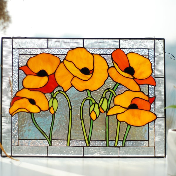 Stained Glass Poppy - Etsy