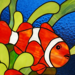 Clown Fish Stained Glass Window Panel Large Stained Glass Stained Glass ...