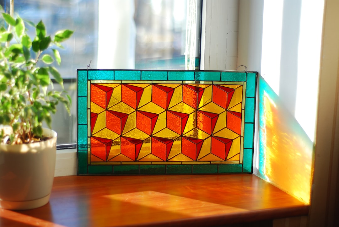 Geometric Stained Glass Stained Glass Panel Stained Glass Suncatchers ...