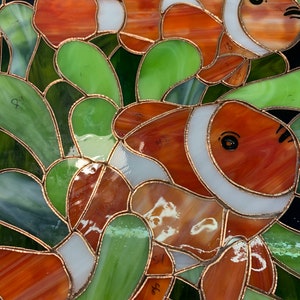 Clown Fish Stained Glass Window Panel Large Stained Glass Stained Glass ...