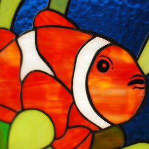 Clown Fish Stained Glass Window Panel Large Stained Glass Stained Glass ...