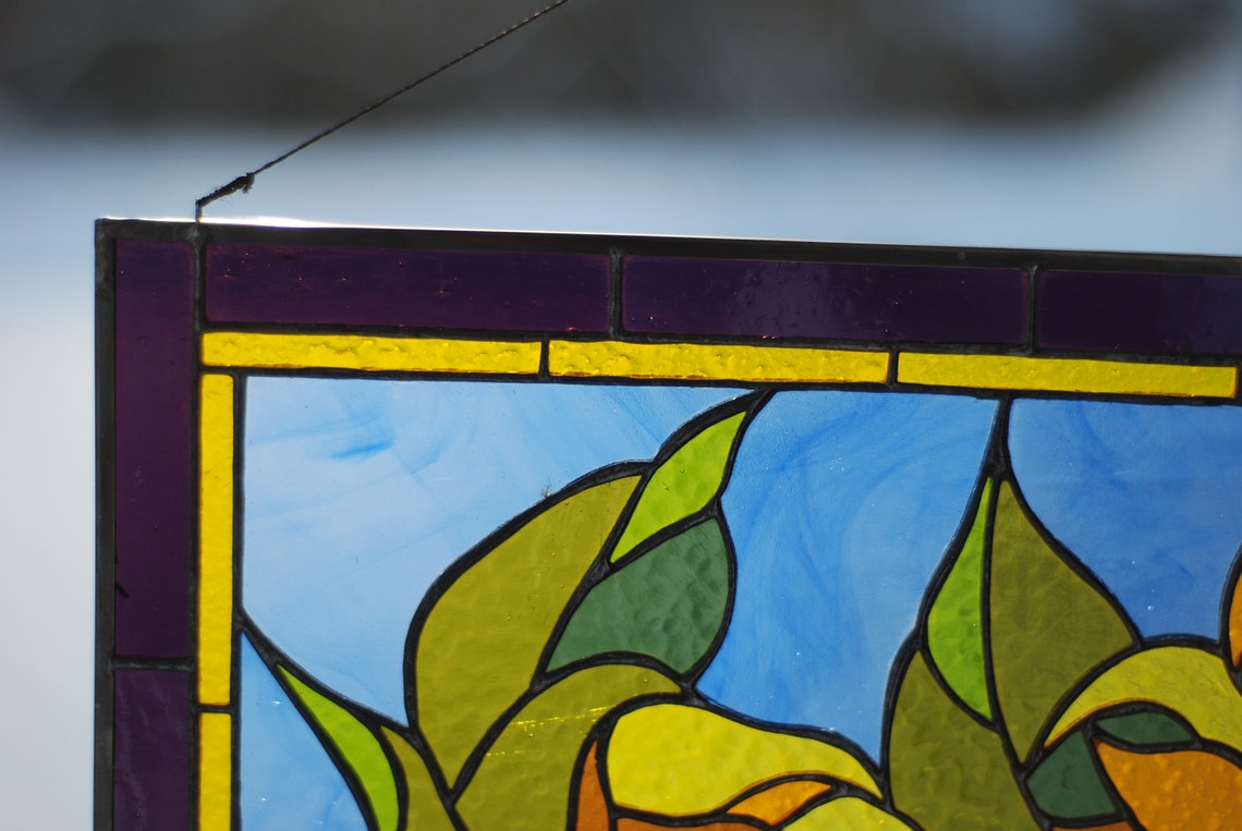 Stained Glass Sunflower Window Panel Stained Glass Window Etsy