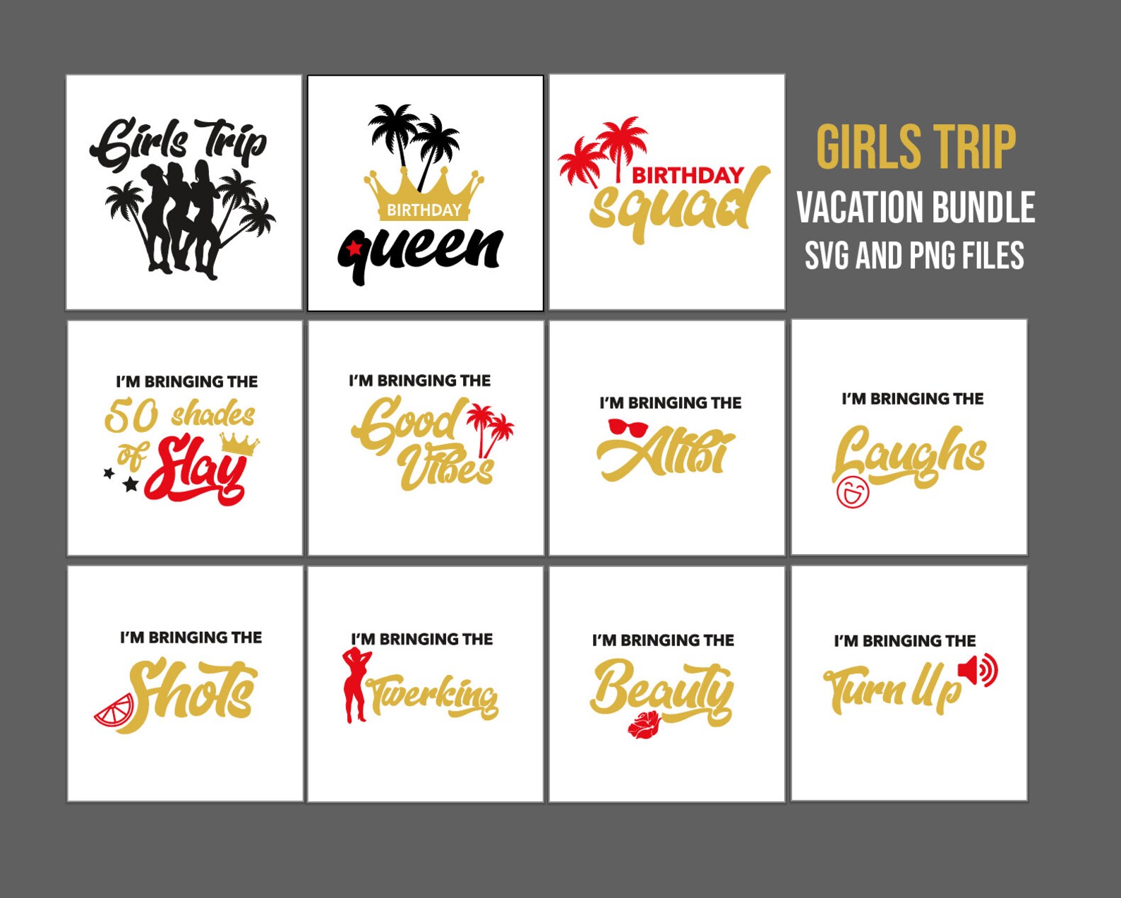 Girls Trip SVG Bundle Girls Vacation SVG Birthday Vacation SVG - Etsy