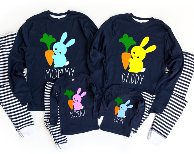 Personalized Easter Bunny With Carrot Navy Striped Baby, Toddler or ...