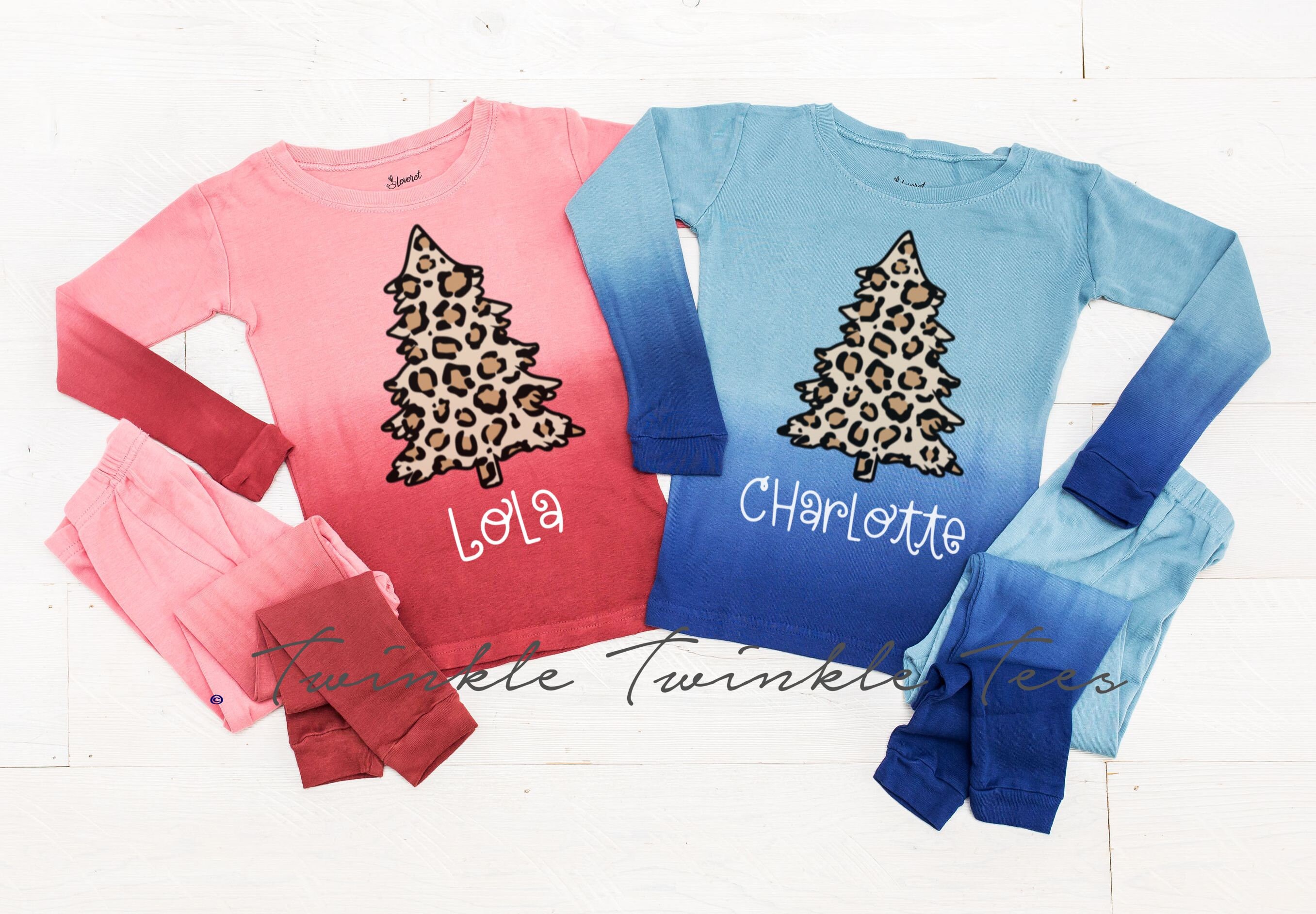 Leopard Print Tree Personalized Pink or Blue Ombre Christmas - Etsy