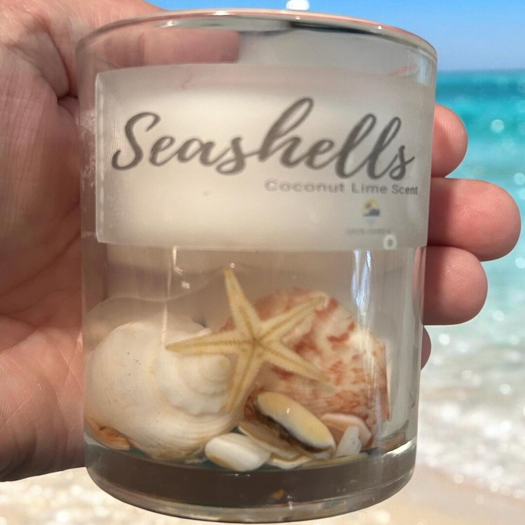 Seashell Beach Candle With Real Seashells ,light Scented Sea Candle ...