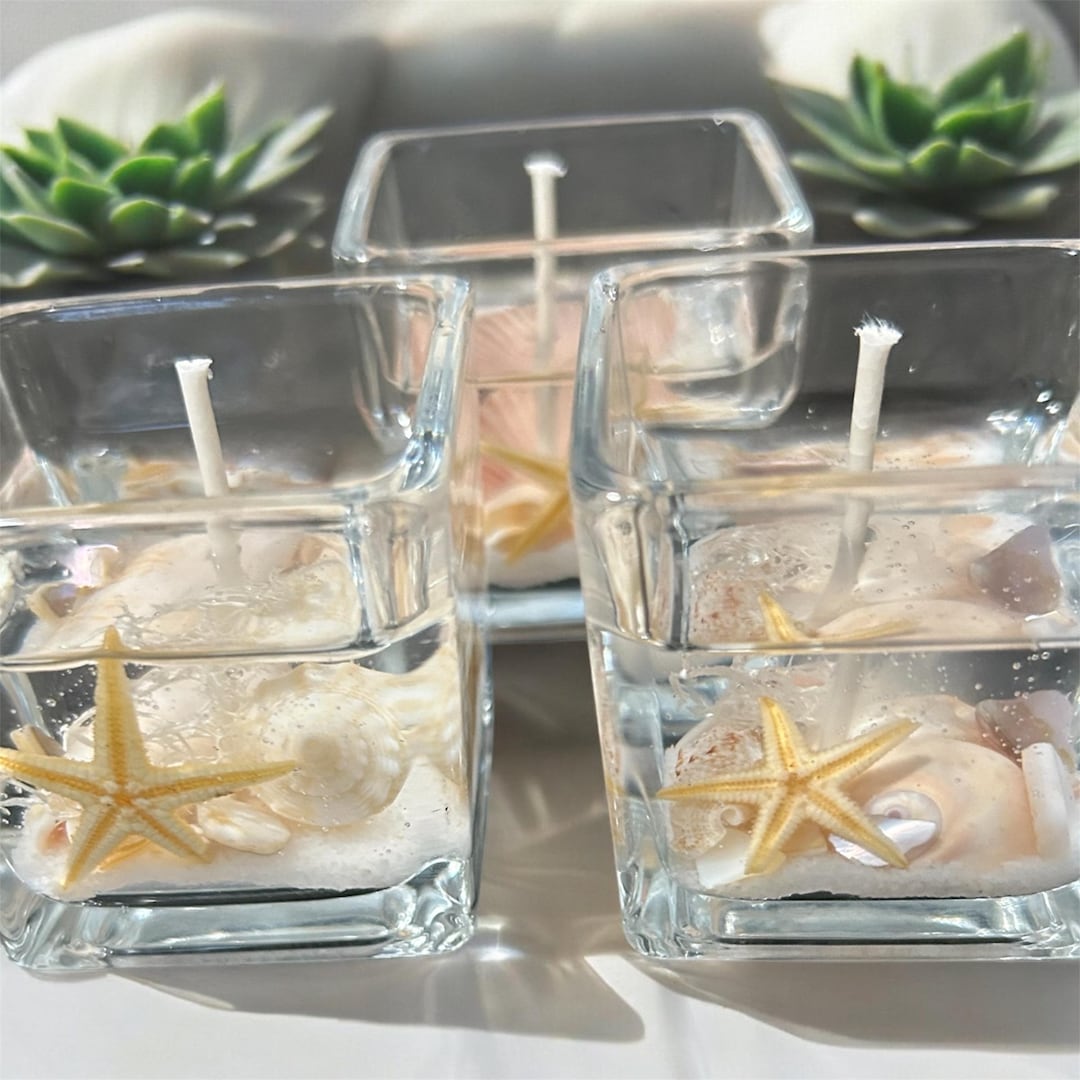Seashell Clear Beach Gel Candle , Shells ,sand and Starfish Made With ...