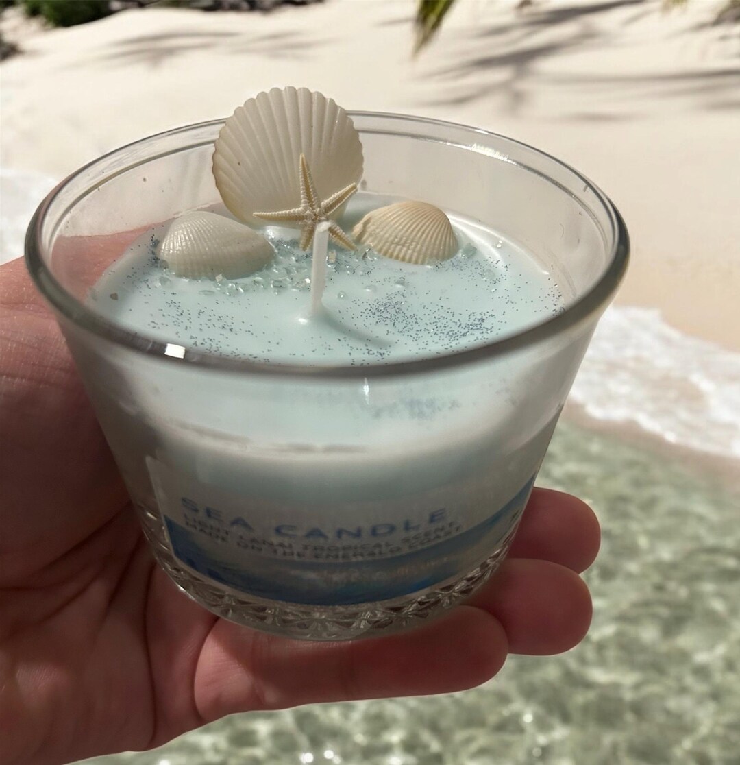 Beach Candle With Starfish and Seashells ,light Scented Sea Candle ...