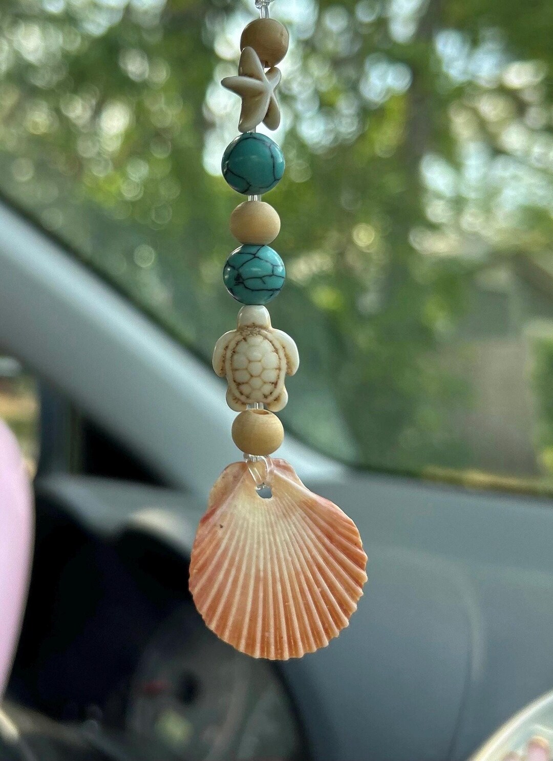 Seashell Car Charm Diffuser: Coastal Rear View Mirror Accessory - Etsy