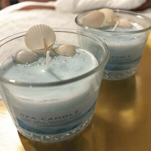 Beach Candle With Starfish and Seashells ,light Scented Sea Candle ...