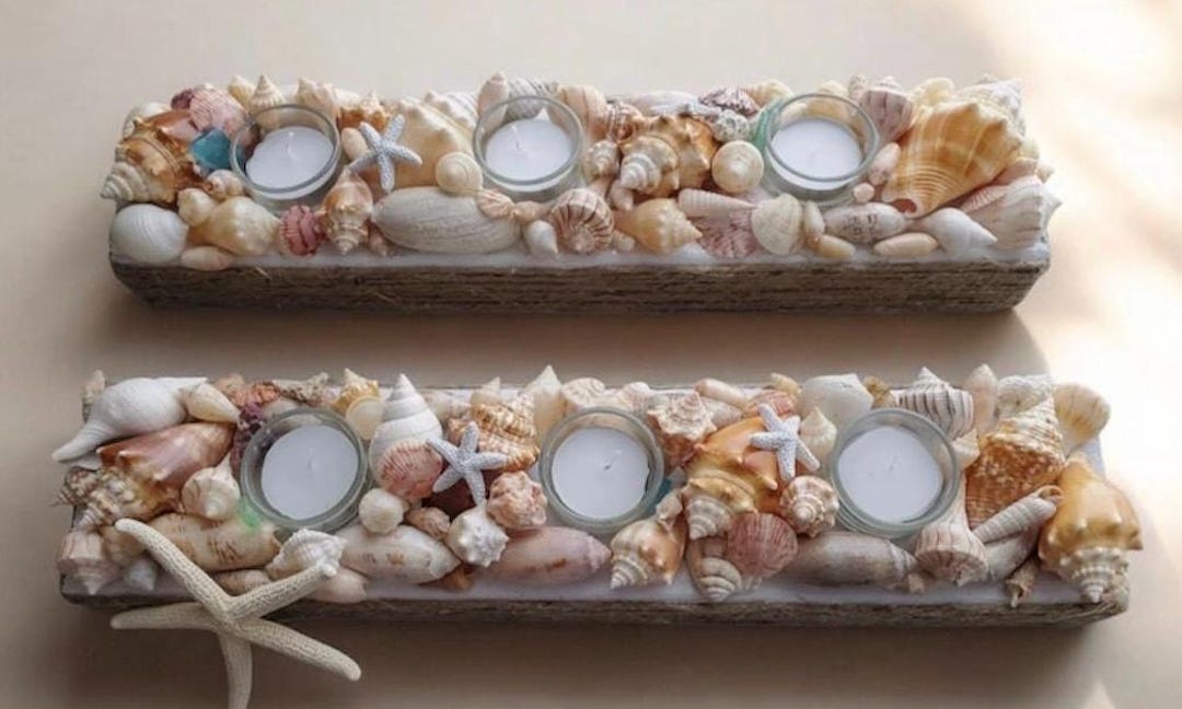 Seashell Art Table Centerpiece ,seashell Candle Centerpiece for Table ...