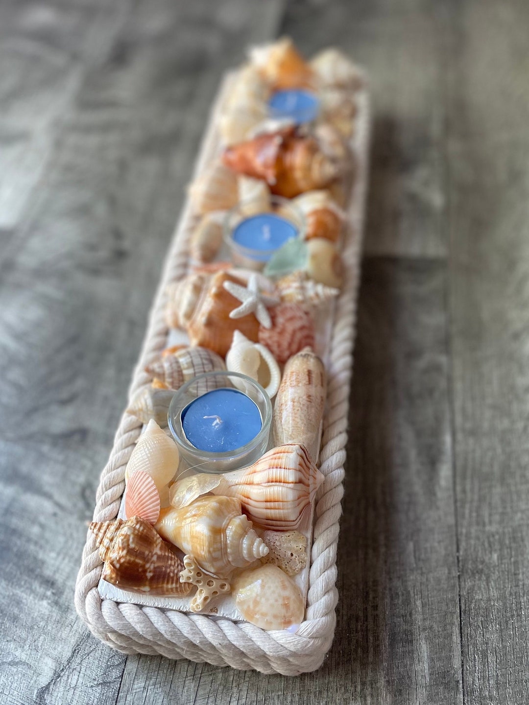 Seashell Art, Seashell Candle Centerpiece , Beach Decor,seashell Decor ...