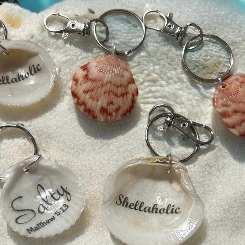 Sea Shell Keychain - Etsy