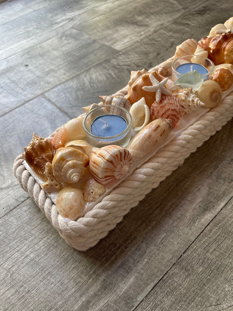 Seashell Art, Seashell Candle Centerpiece , Beach Decor,seashell Decor ...