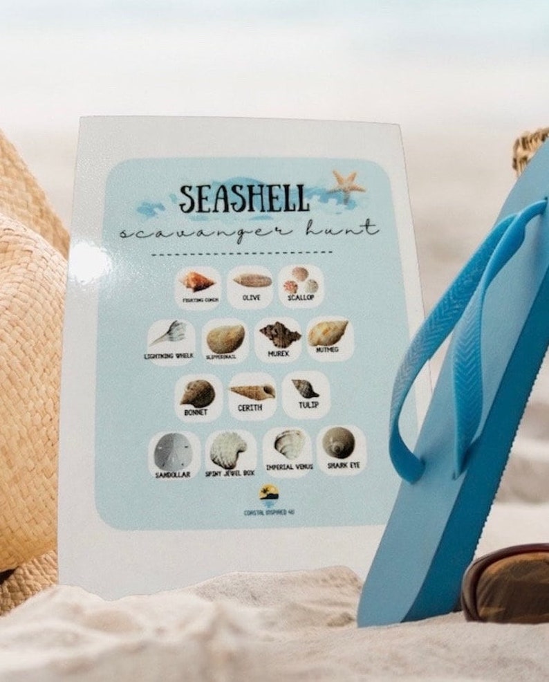 Seashell Scavenger Hunt Game: Laminated Beach Travel Activity - Etsy