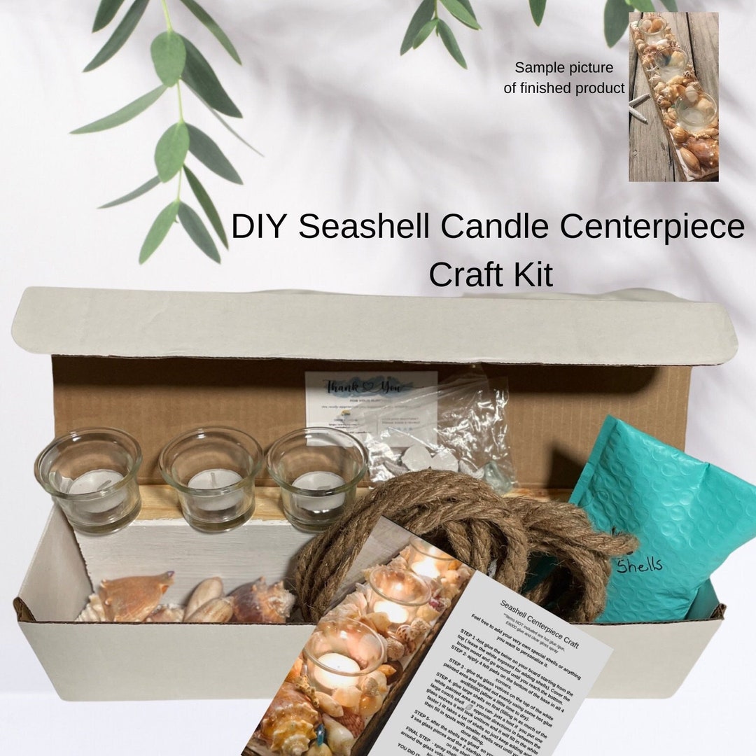 Seashell Centerpiece Craft Kit , DIY Seashell Art Table Decor ...