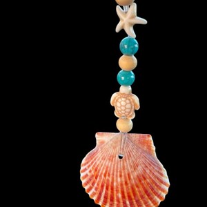 Seashell Car Charm Diffuser: Coastal Rear View Mirror Accessory, Beach ...