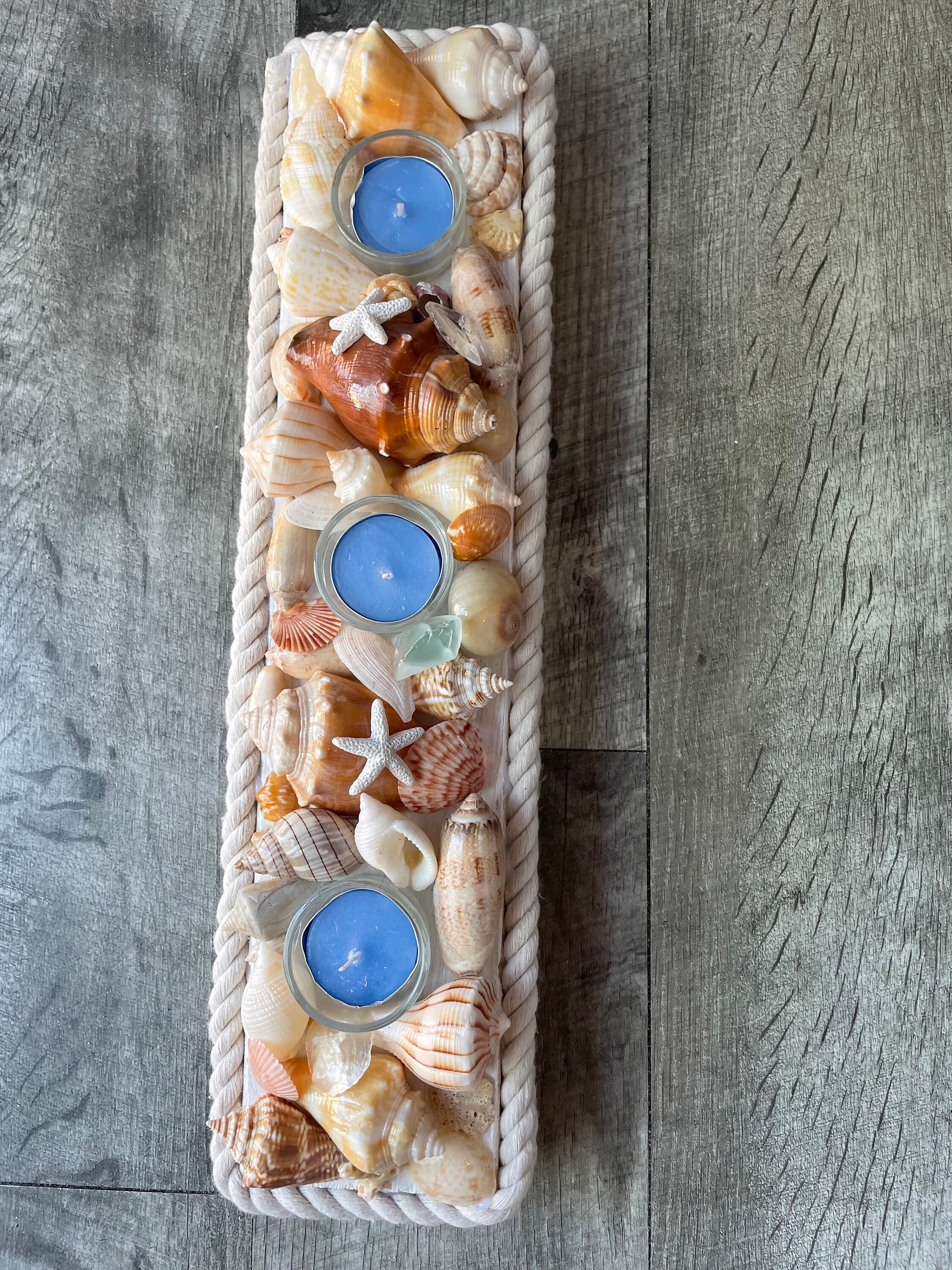 Seashell Art, Seashell Candle Centerpiece , Beach Decor,seashell Decor ...