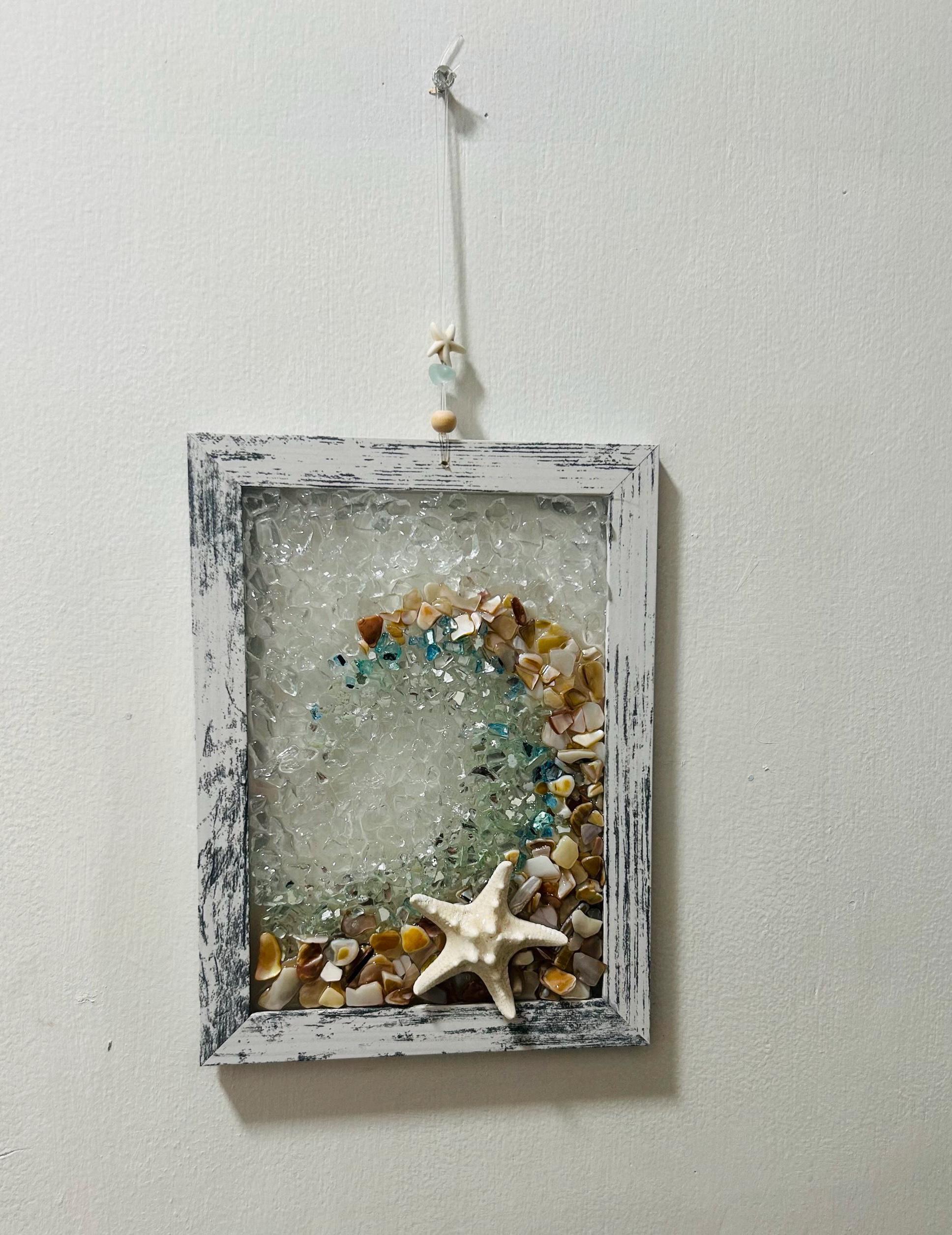 Seashell Wall Art Sun Catcher, Seashell Art Decor, Resin Glass Beach ...
