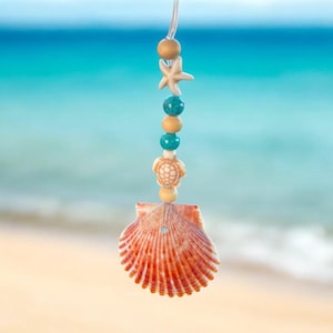 Seashell Car Charm Diffuser: Coastal Rear View Mirror Accessory - Etsy