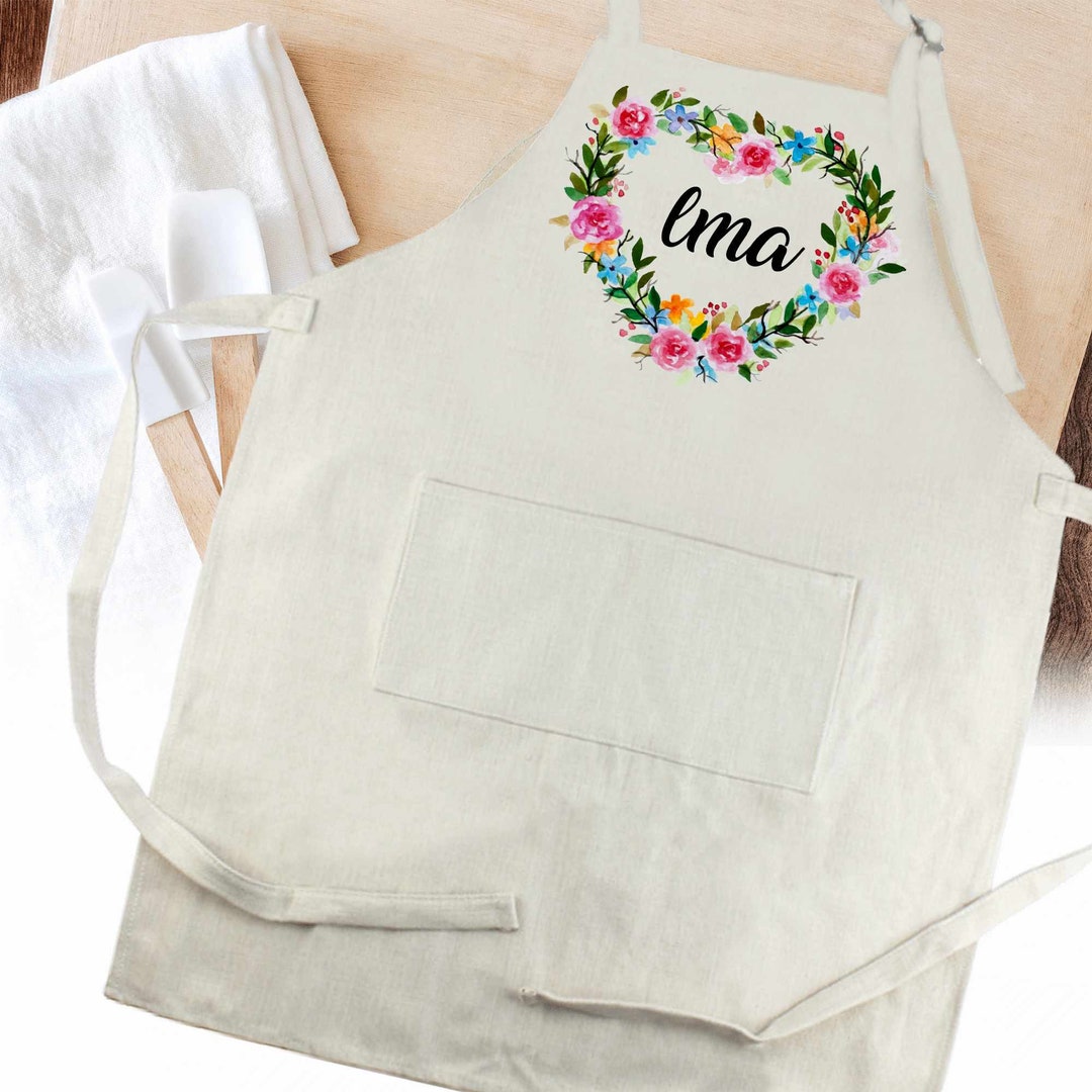 Ima Floral Heart Mom Hebrew Jewish Design Apron With Pocket - Etsy