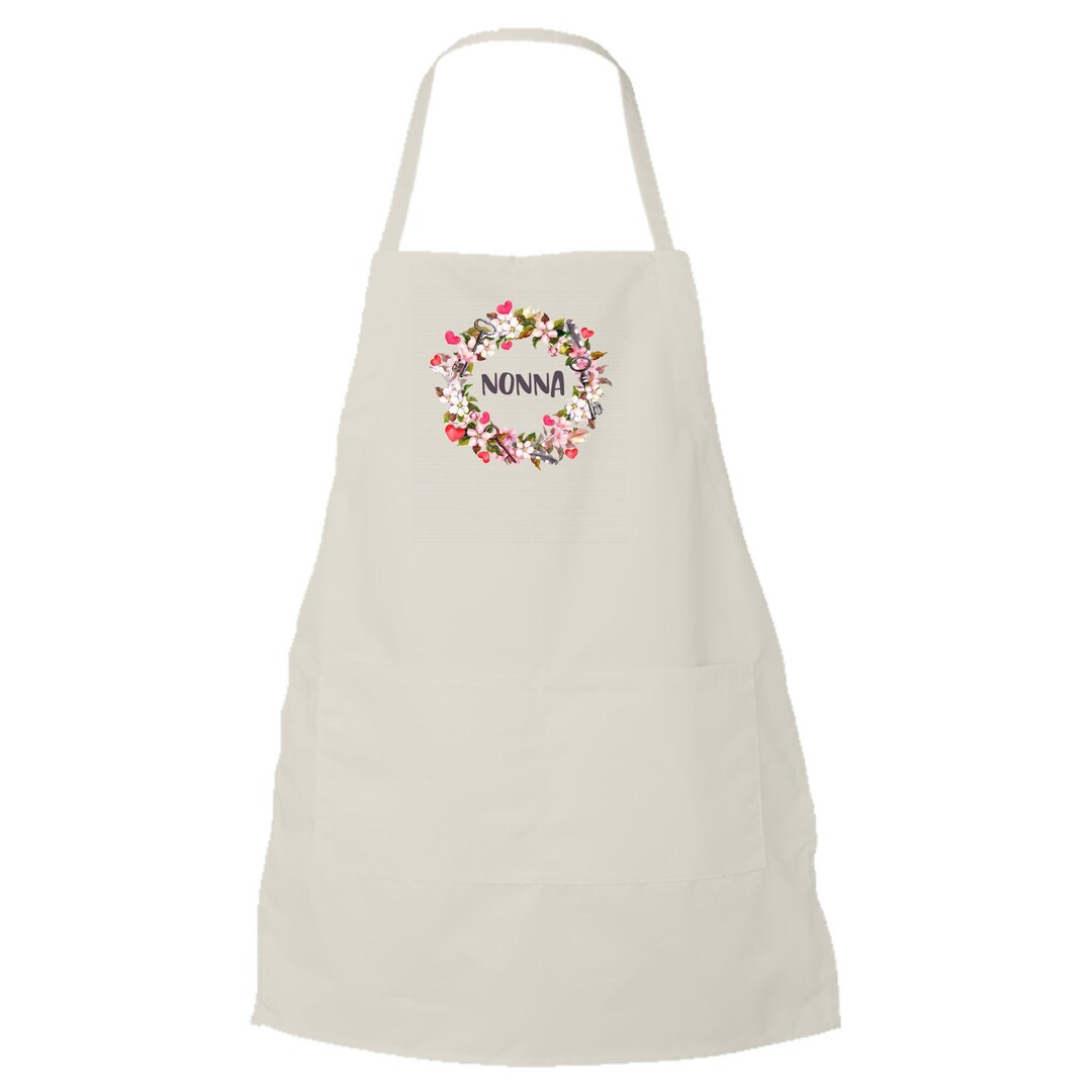Nonna Italian Grandmother Floral Keys Red Hearts Apron With Pocket ...