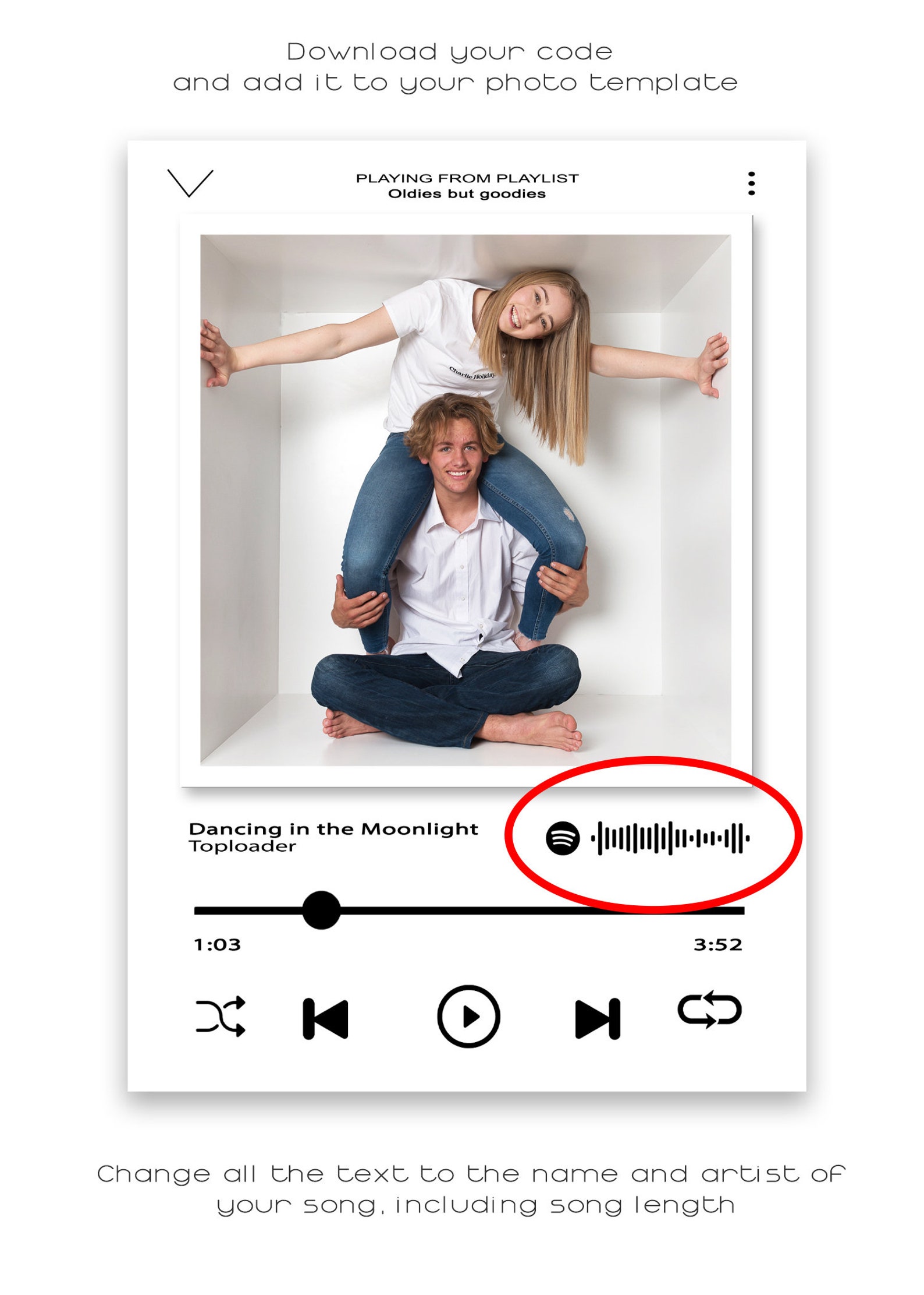 Spotify Photo Template spotify Code Social Media 1 Box 4 - Etsy